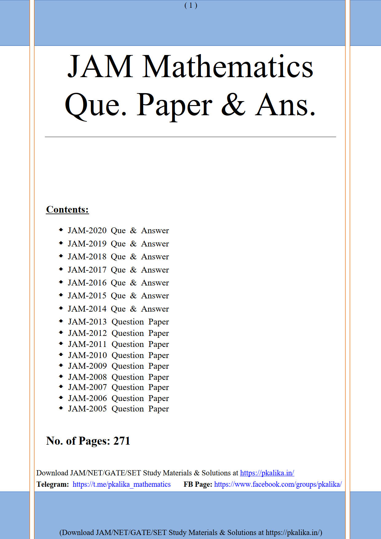 JAM Mathematics Study Materials and Syllabus – P Kalika