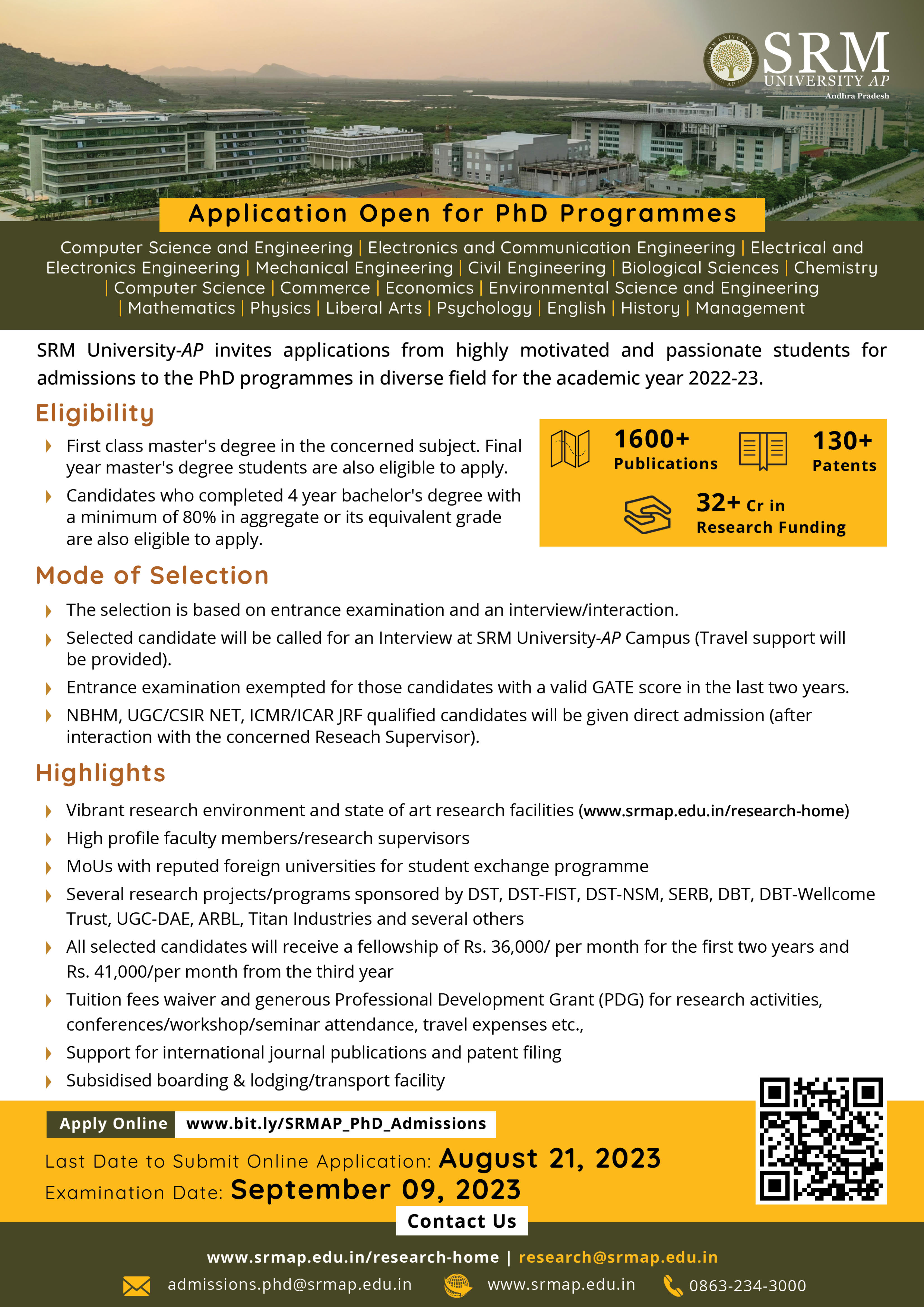 MSc/PhD/JRF Admission Alert 2023-24 – P Kalika